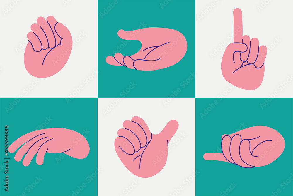 six hands gestures Stock Vector | Adobe Stock