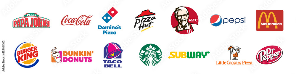 Top food fast food company brand logotypes. Editorial image. VINNITSIA ...
