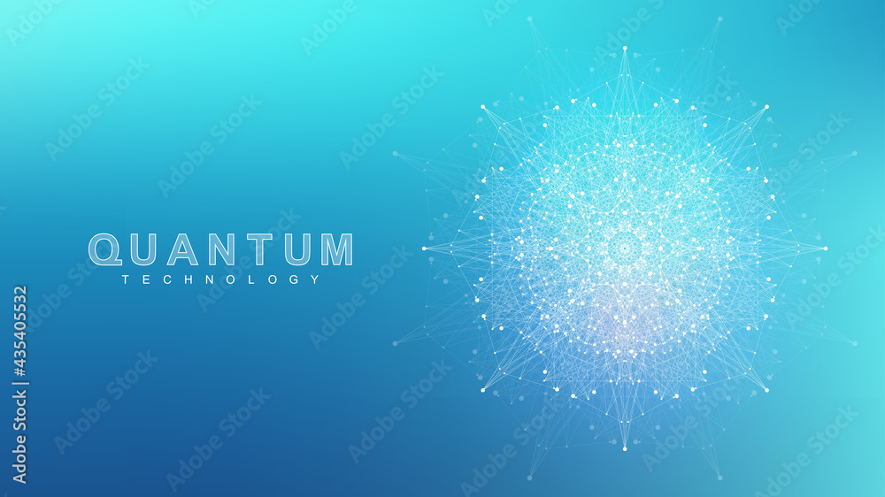 Quantum computer innovation technology concept. Sphere explosion ...
