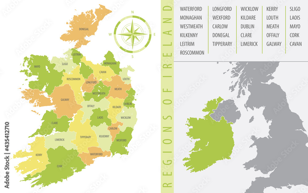 Detailed map of Ireland with administrative divisions of the country ...