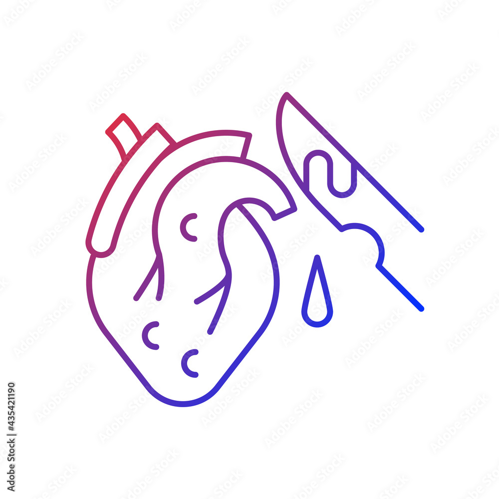 Pathological waste gradient linear vector icon. Human body parts that ...