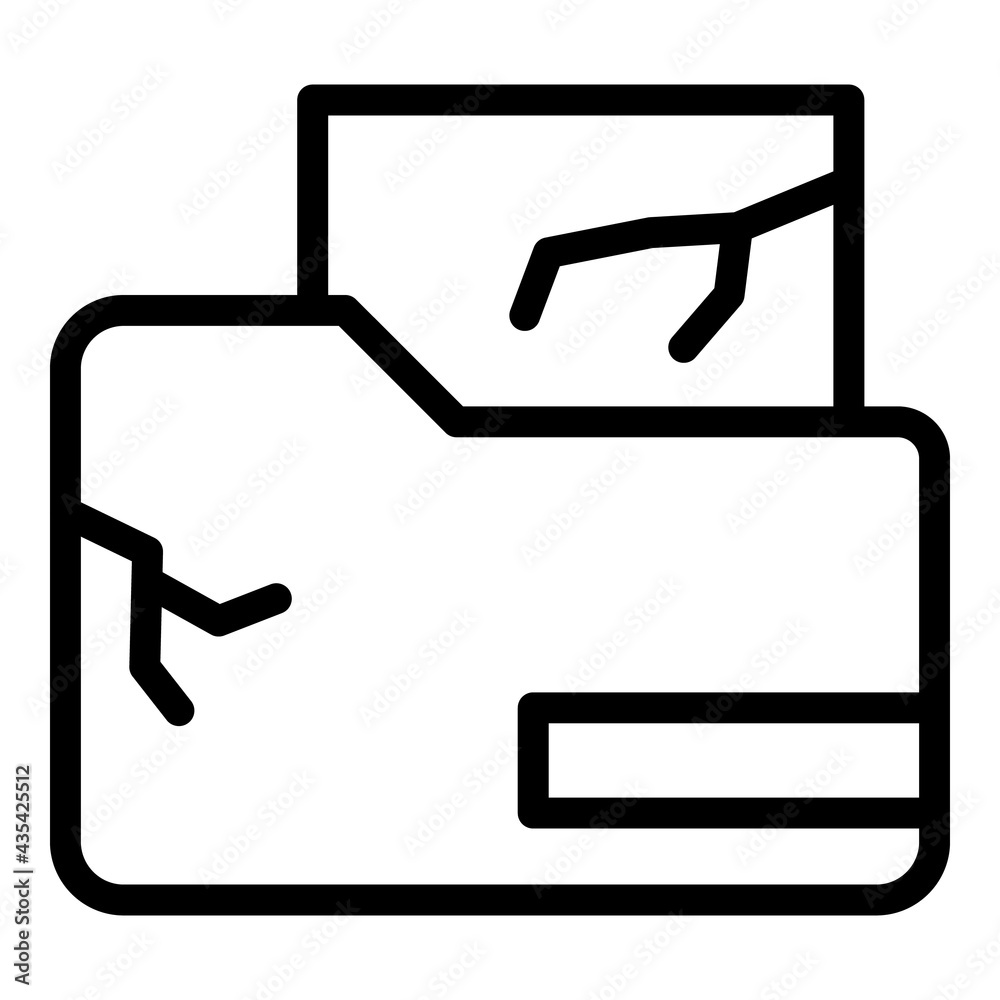 Broken folder icon. Outline Broken folder vector icon for web design ...