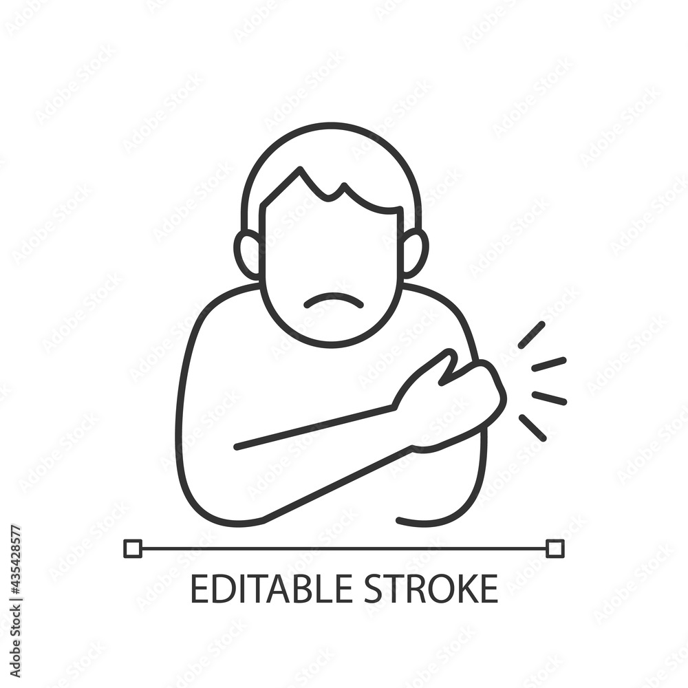 Arm swelling linear icon. Rash on hand. Allergic reaction. Vaccination ...