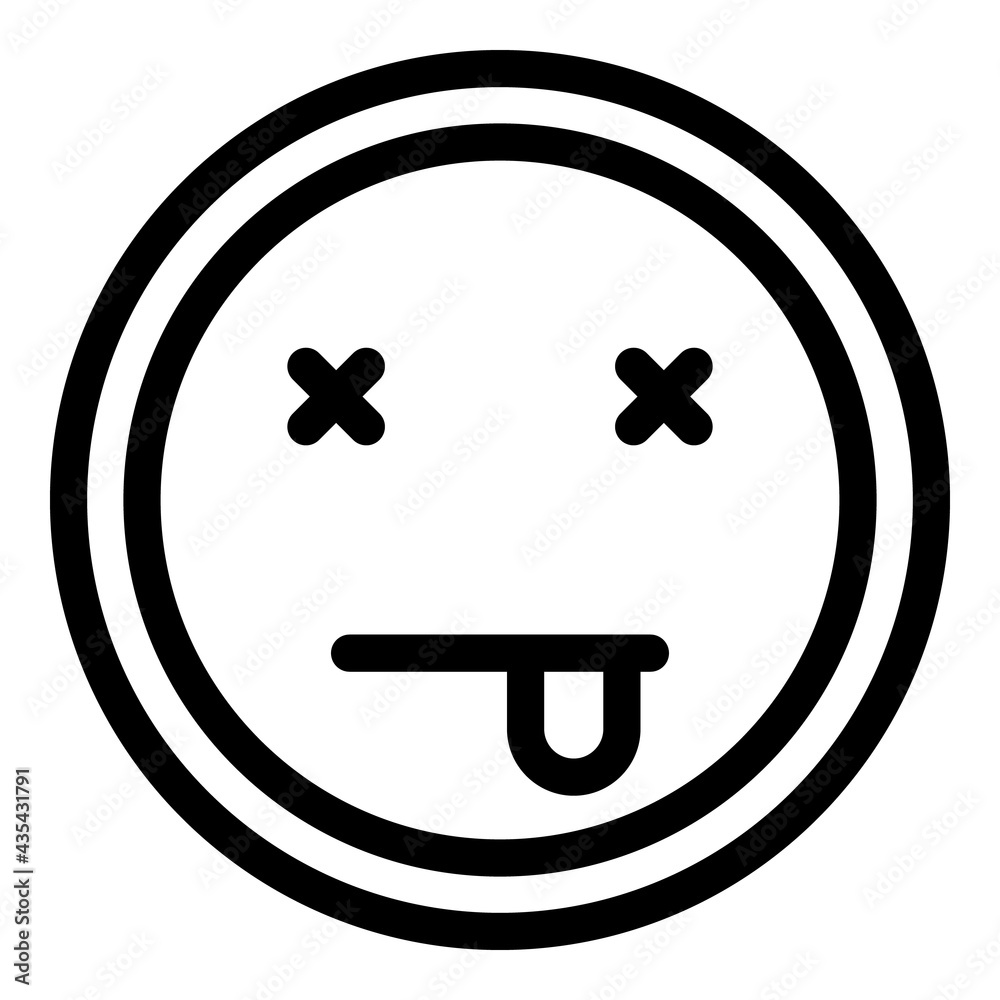 Dead emoji icon. Outline Dead emoji vector icon for web design isolated ...