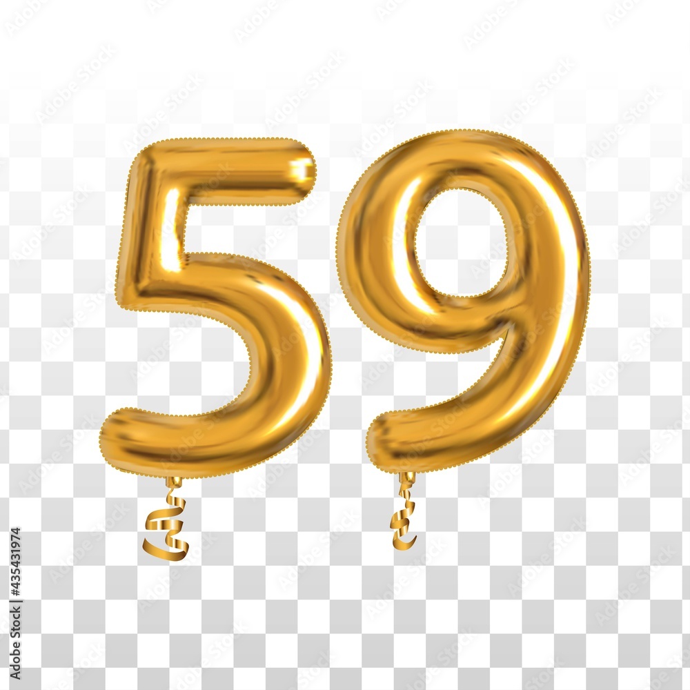 Vector realistic isolated golden balloon number of 59 for invitation ...
