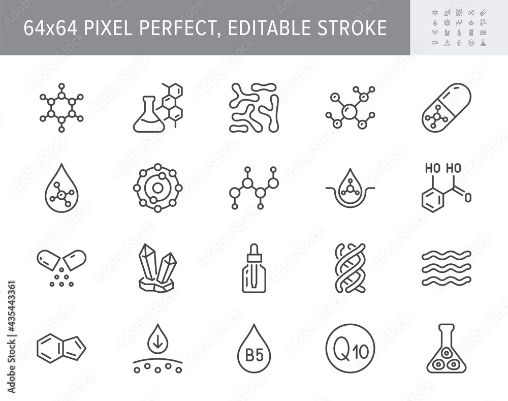 Cosmetic compounds line icons. Vector illustration include icon ...
