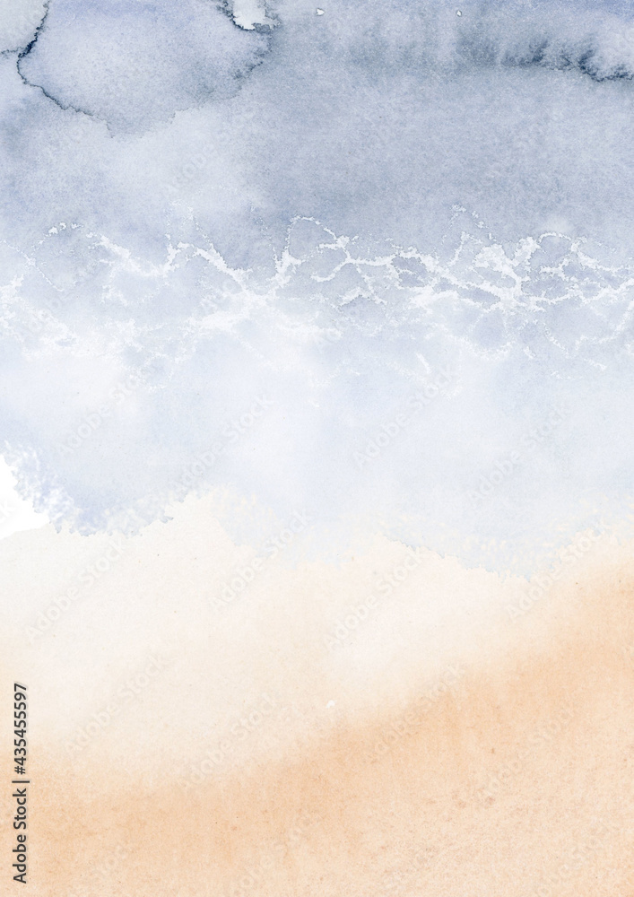 Watercolor ocean waves sand abstract background, Sea digital paper ...
