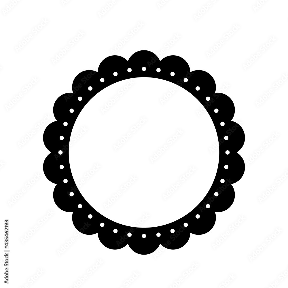 Scalloped edge circle frame. Clipart image Stock Vector | Adobe Stock