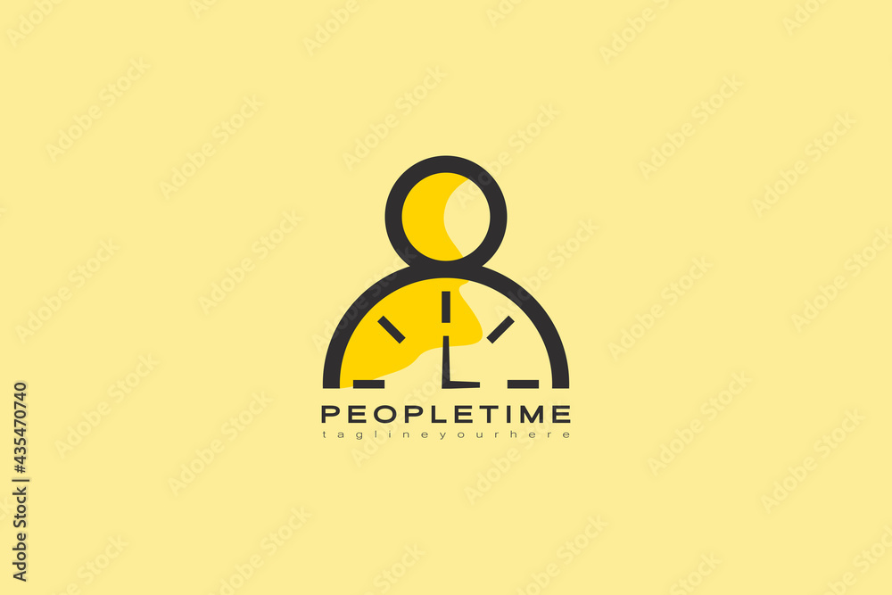 People Time Logo. Abstract People Logo. Black Geometric Shape Simple ...