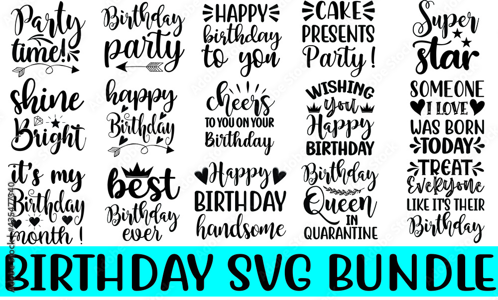 birthday svg bundle Stock Vector | Adobe Stock