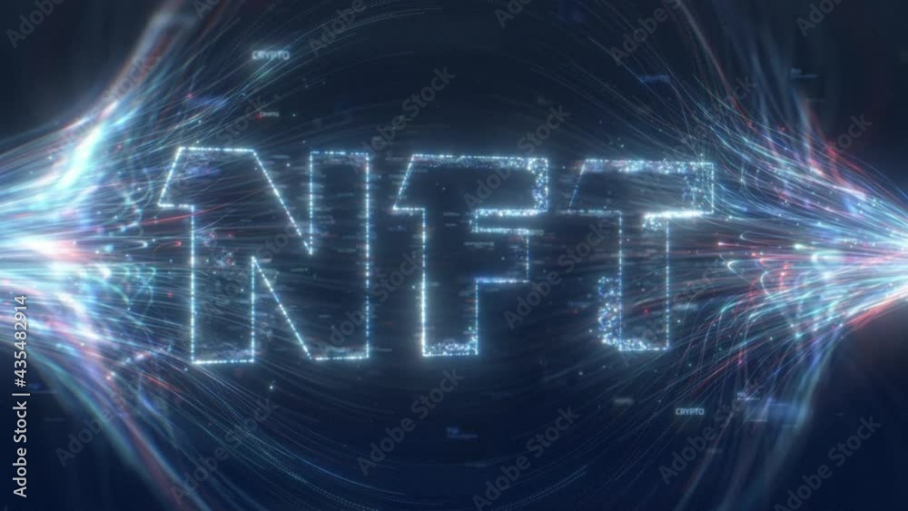 NFT HUD&UI Background. This stock motion graphics video shows an NFT lettering with HUD UI ...