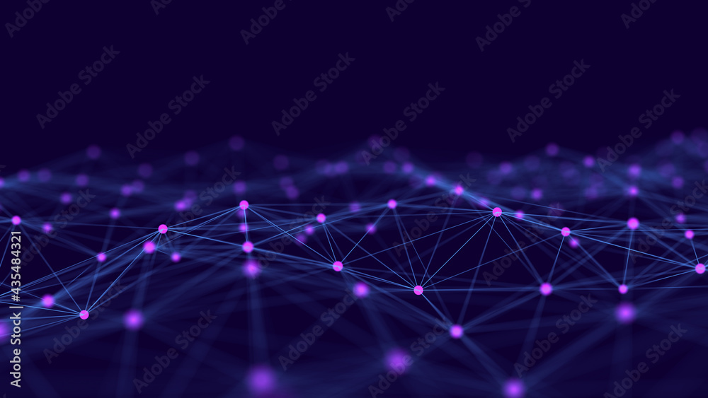 Artificial intelligence concept. Big data visualization. Blue cyber ...