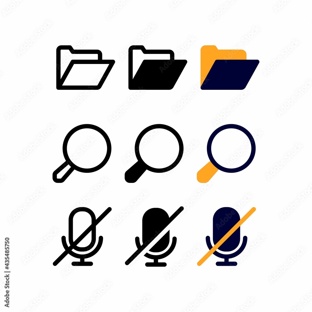 Vetor de file folder icon, user interface vector icons set for web and mobile pixel perfect do ...