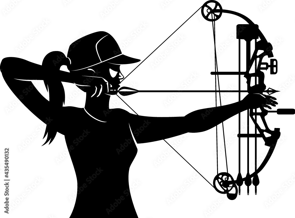 bow hunter aiming with compound bow Stock Vector | Adobe Stock
