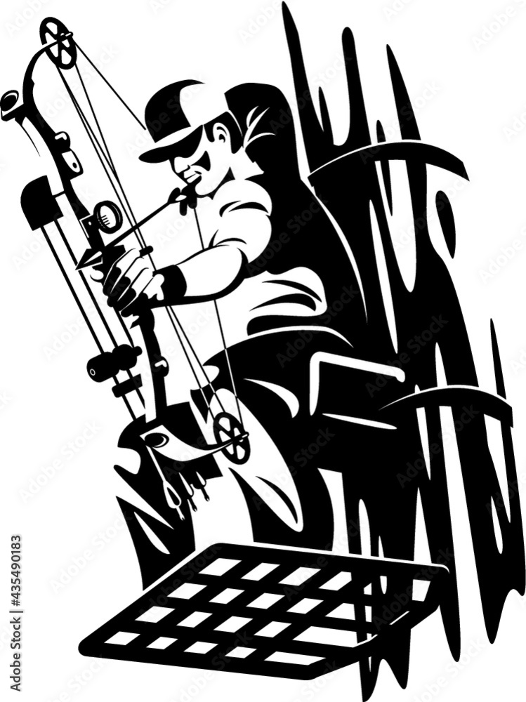 bow hunter aiming with compound bow Stock Vector | Adobe Stock