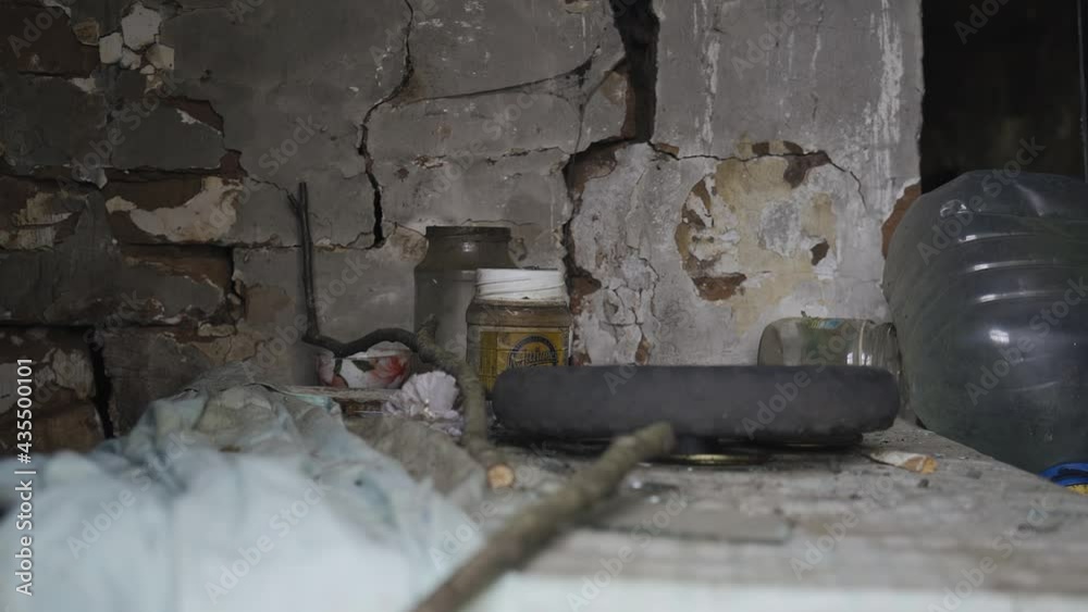 Close-up shooting of all the old junk lying on the table in an old ...