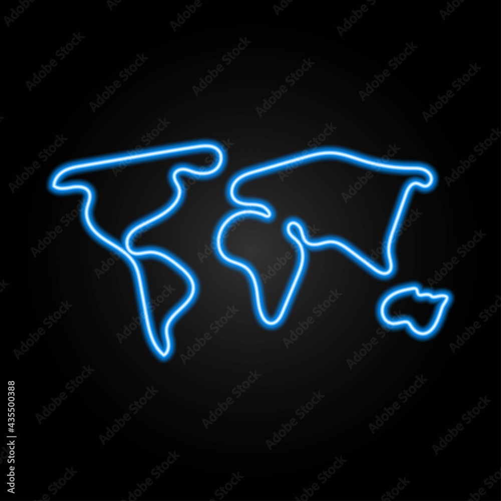 World map neon sign, modern glowing banner design, colorful trend of ...