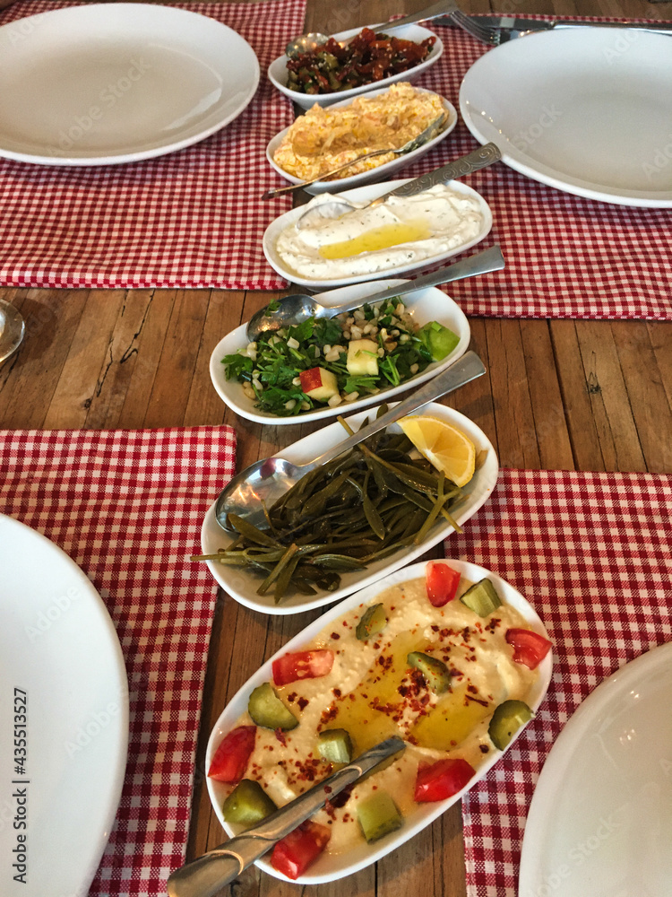 Turkish mezes appetizers of carrot with yoghurt.Turkey. Aegean ...