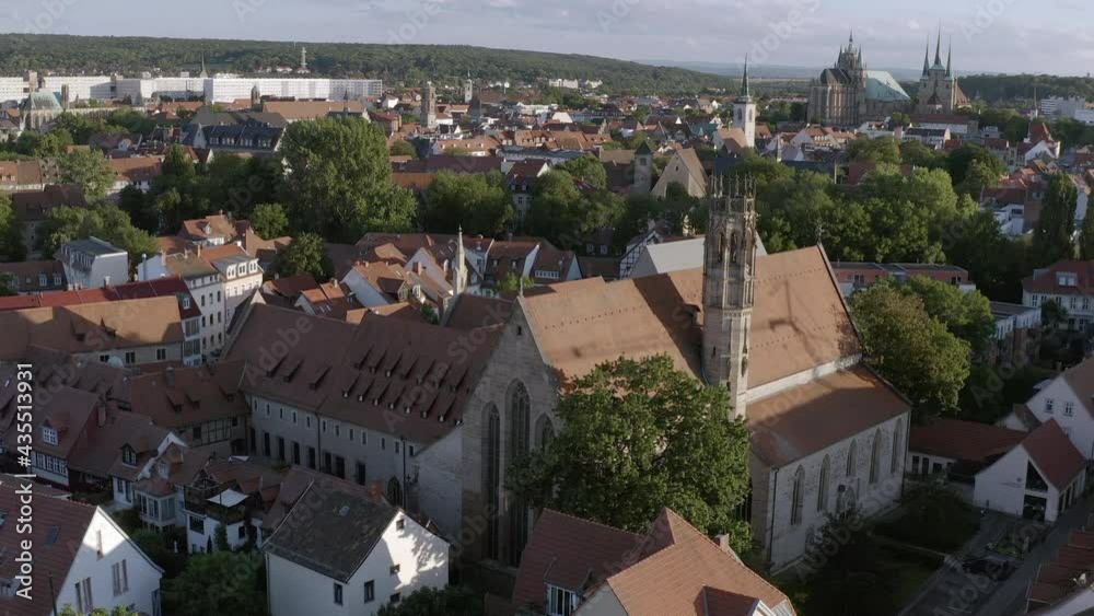 Aerial: Forward Descent To A German Monastery Nestled In An Old ...