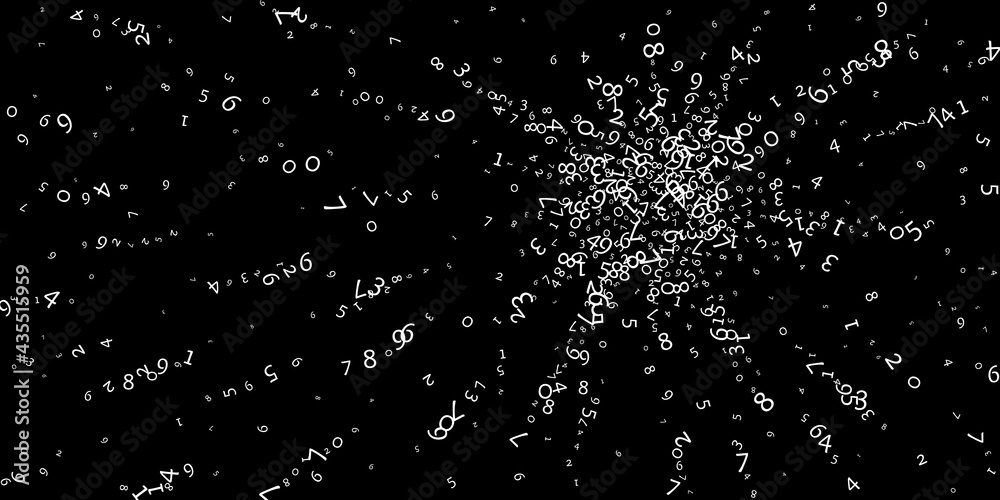 Falling numbers, big data concept. Binary white messy flying digits ...