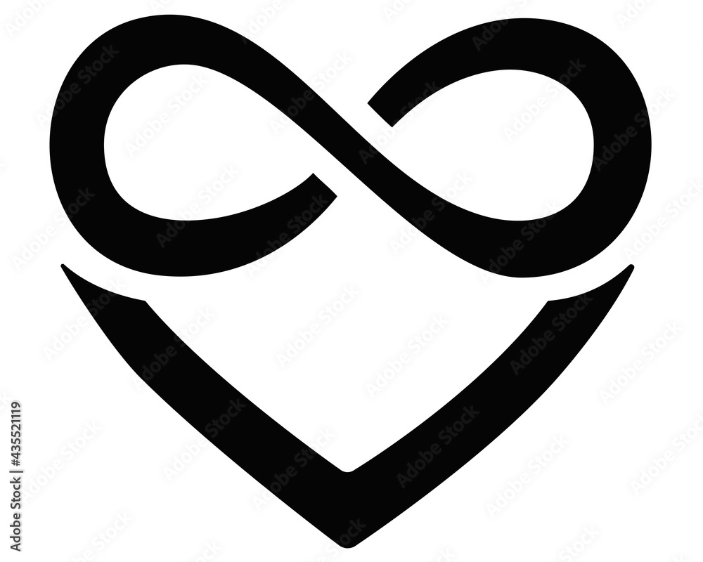 Heart and infinity - polyamory sign - vector silhouette illustration ...