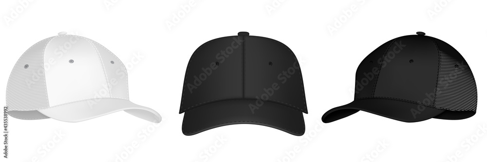 Vector baseball cap front and side view. Mockup isolated on transparent ...