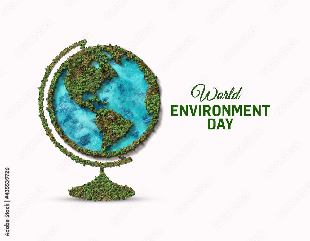 Foto de World Environment Day Concept. 3D Globe or Earth map isolated ...