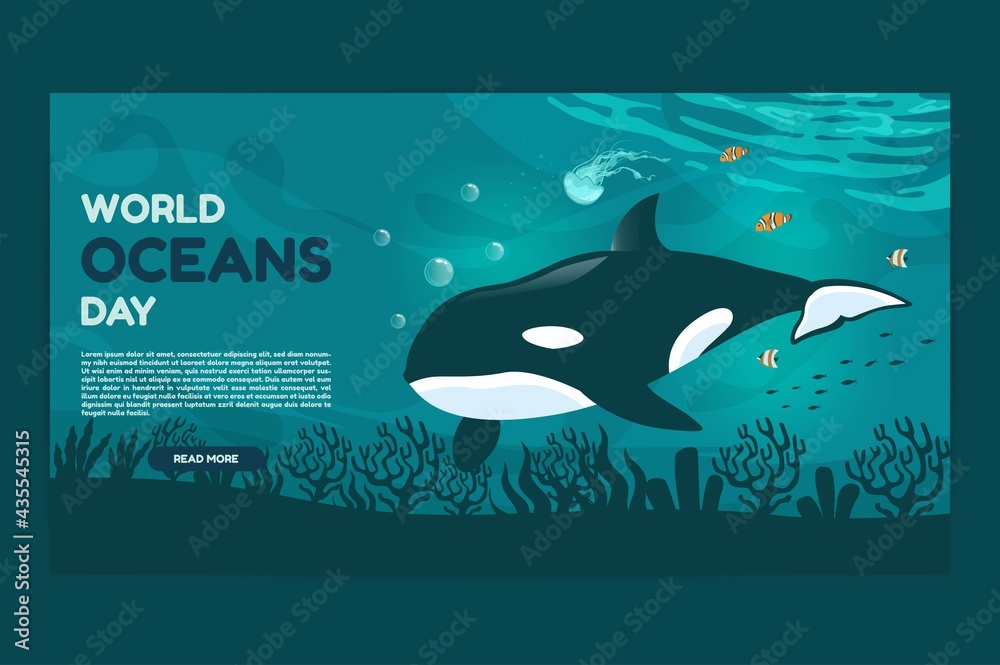 Vektorová Grafika „world Oceans Day 8 June Web Banner Save Our Ocean