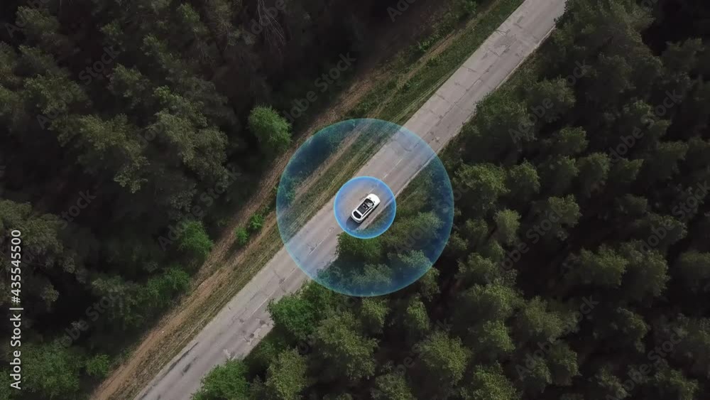 Smart Car with Graphic Sensor Radar Signal. Autonomous Self-Driving ...