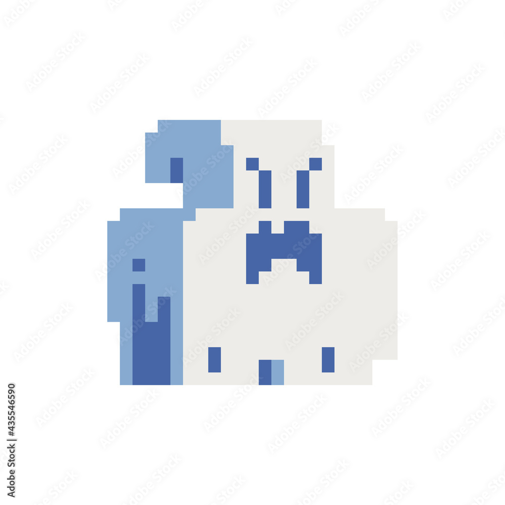 Ghost costume dressed cute character. Pixel art style. Isolated vector ...