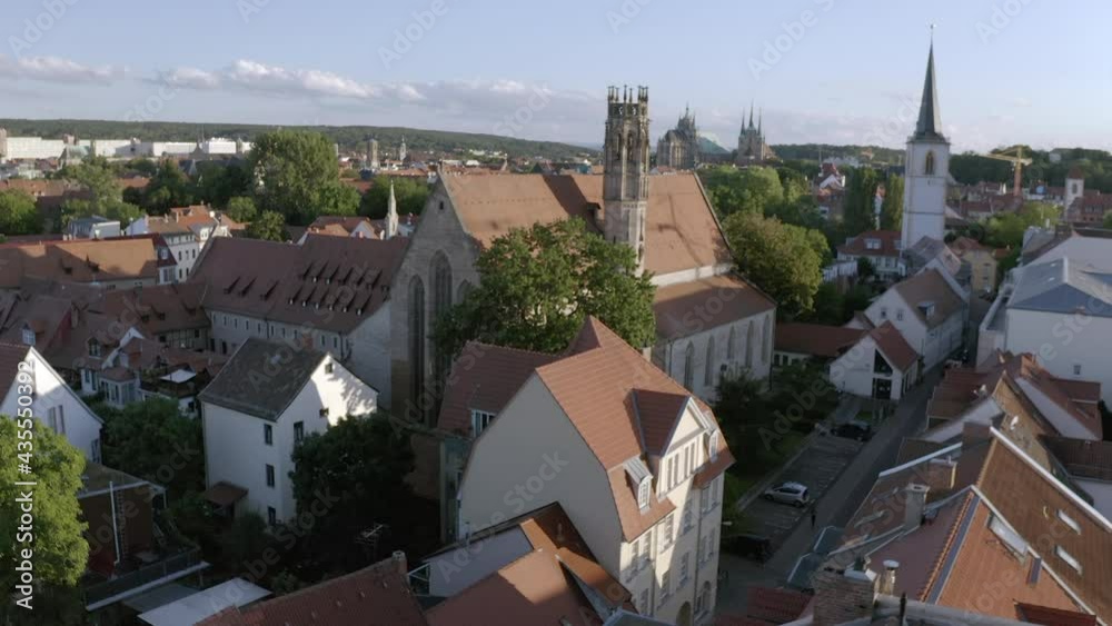 Aerial: Moving Forward To A German Monastery Nestled In An Old Historic ...