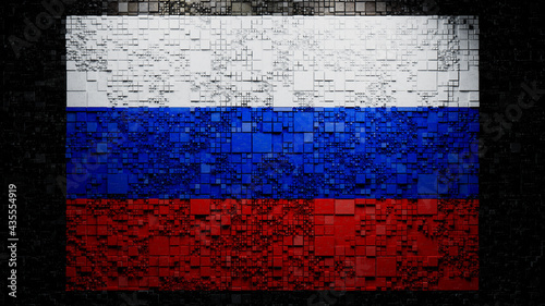 Russian Flag rendered as Futuristic 3D blocks. Russia Network Concept ...