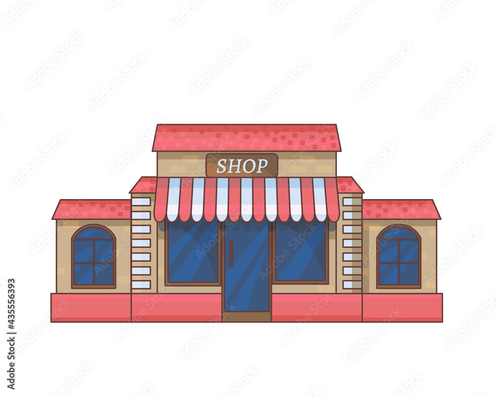 outline building shop. Linear illustration. Vector illustration element ...