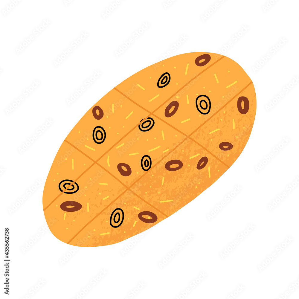 A cute traditional Italian cuisine bread, pastry snack focaccia with ...