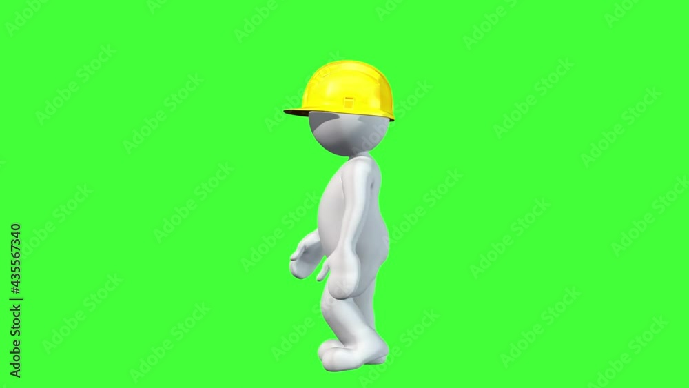 Illustration of dummy walking with safety helmet on green chroma key ...