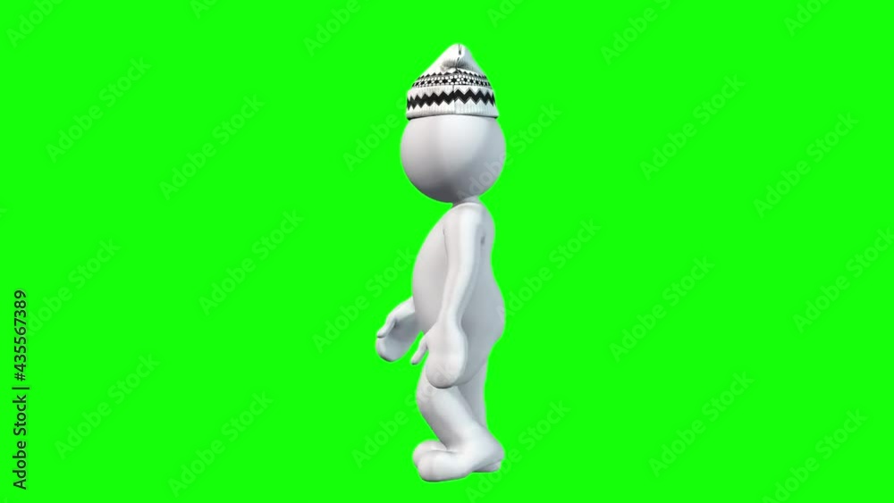 Illustration of puppet walking with cap on his head on green chroma key ...