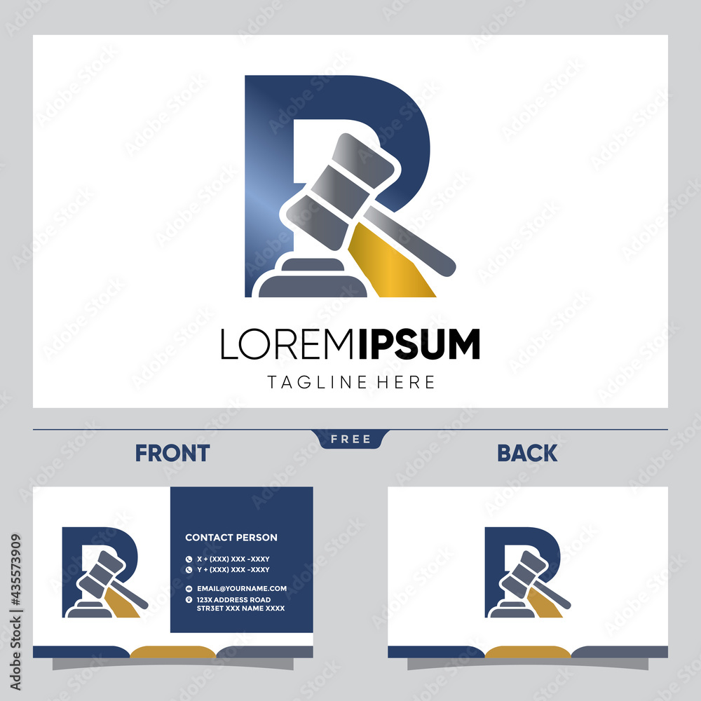 Letter R Initial Hammer Justice Legal Firm Law and Attorney Logo Design ...