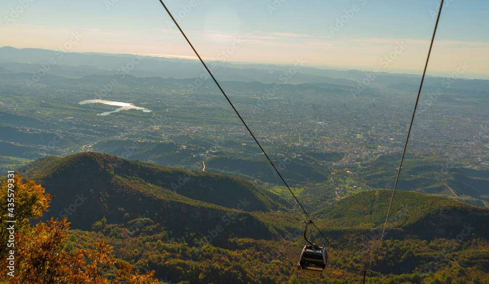 TIRANA, ALBANIA: Panoramic aerial view to Tirana from top of Dajti ...
