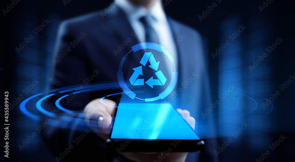 Recycle green technology eco friendly ecology saving concept on screen ...