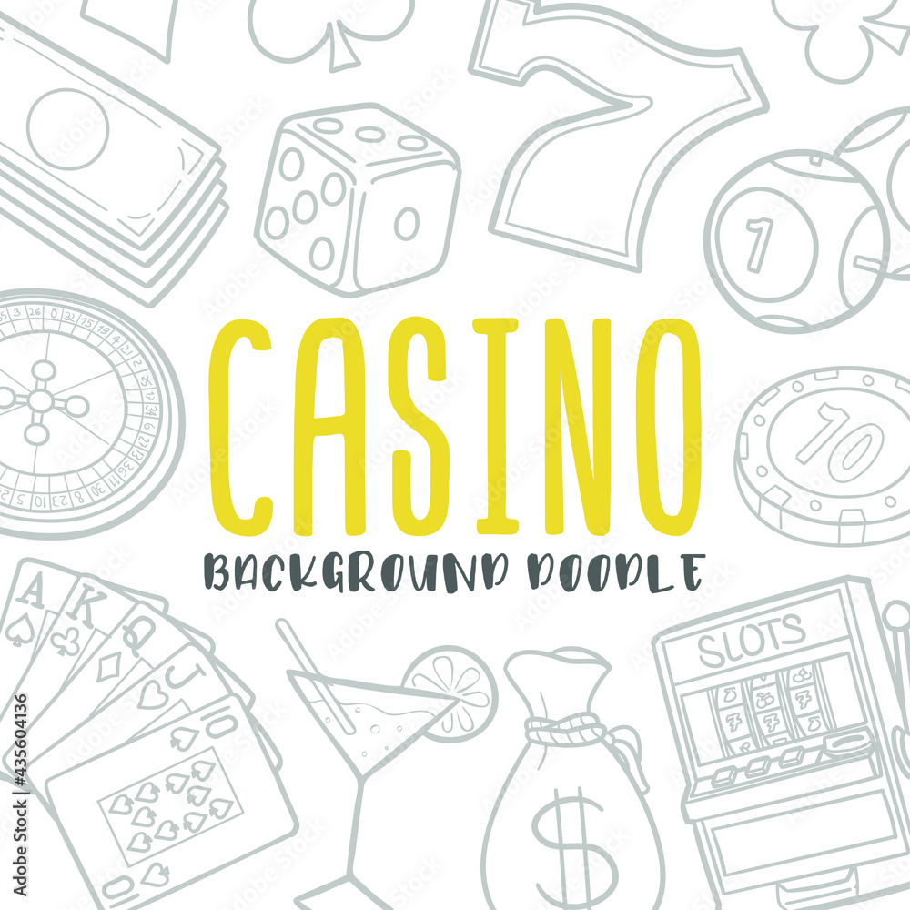 Casino Doodle Banner Icon. Gamble Vector Illustration Hand Drawn Art ...