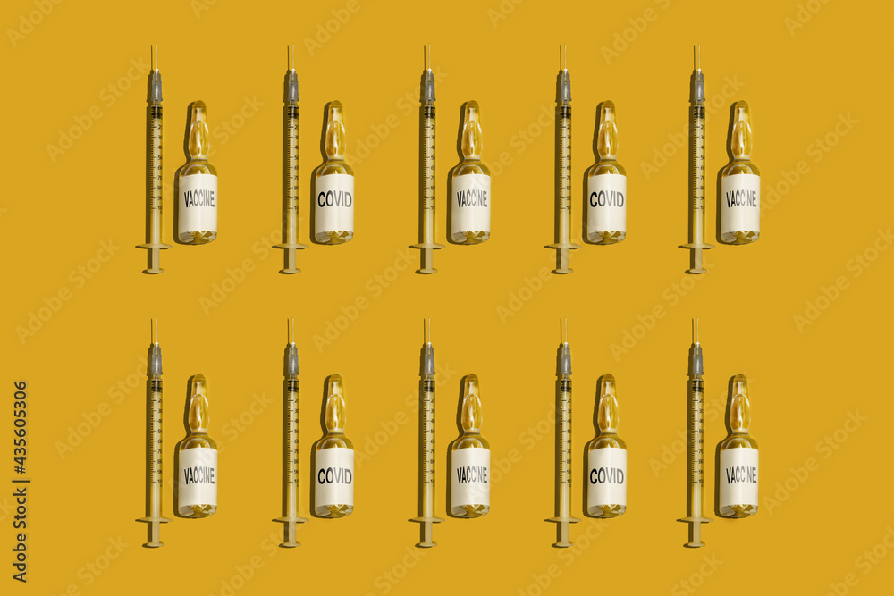 Creative medicinal pattern of gold or yellow color covid vaccine and ...