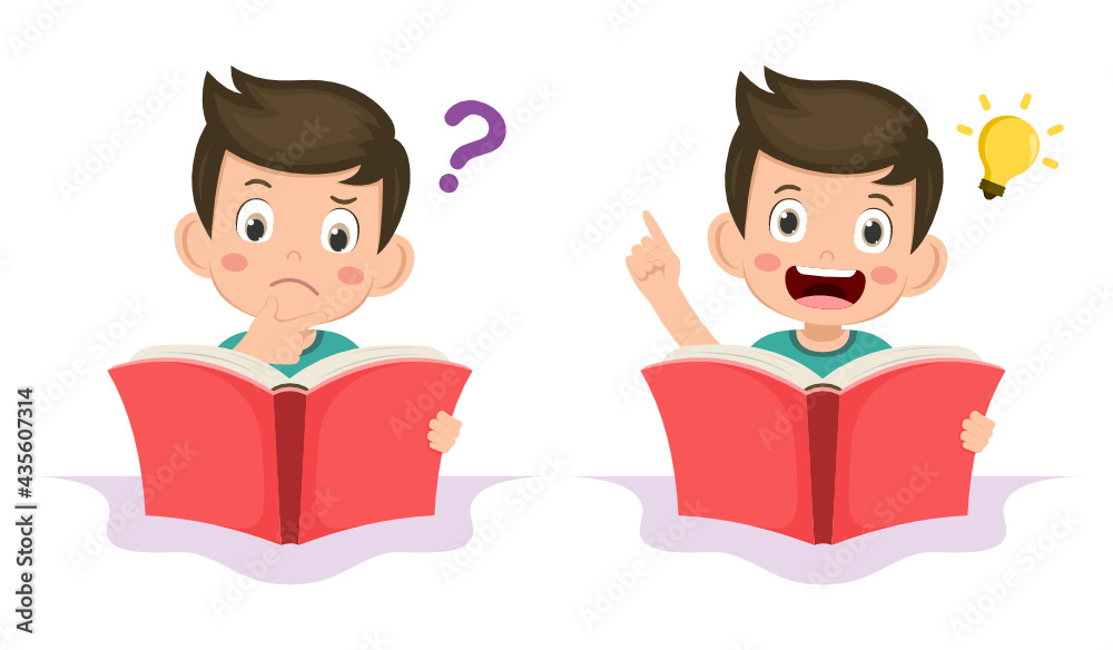 Cute kid boy thoughtful ask question. confused kid and happy to ...