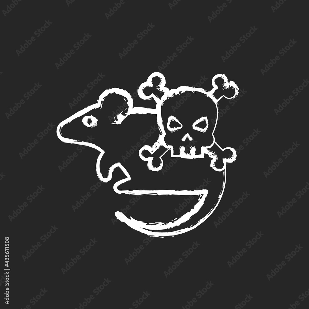 Vecteur Stock Animals chalk white icon on black background. Mice and ...