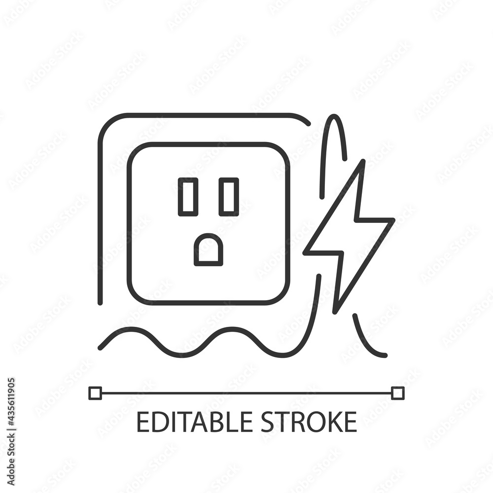 Power surge linear icon. Brief overvoltage spikes. Unexpected ...