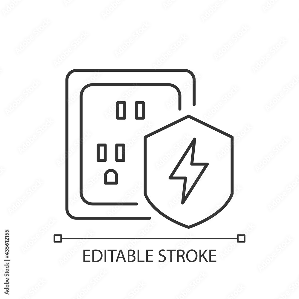 Surge protection linear icon. Electrical installation protection ...