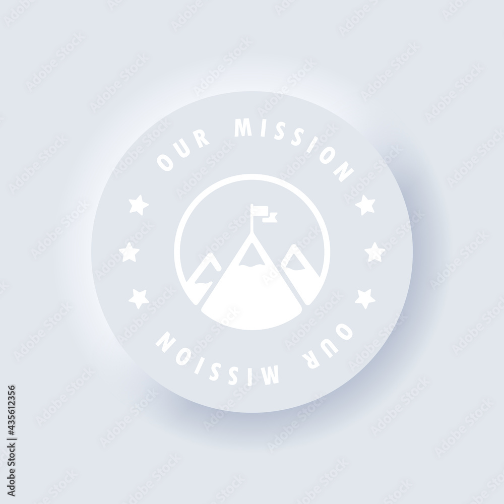 Our mission icon. Mountain with a flag on the top. Goal. Vector ...