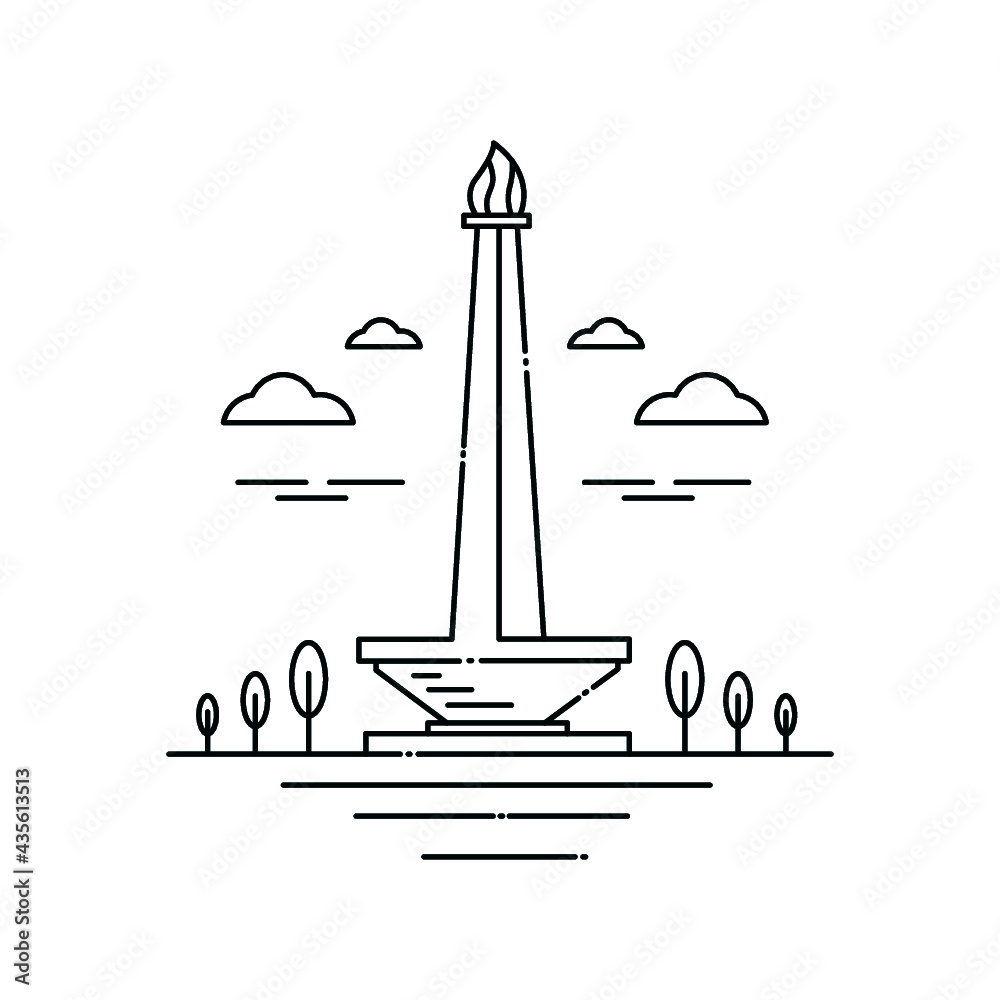 Tugu Monumen Nasional Indonesia Monas Jakarta Stock Vector | Adobe Stock