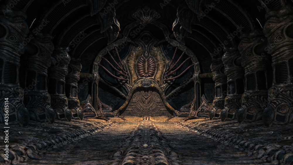 Creepy alien underground cave Stock Illustration | Adobe Stock