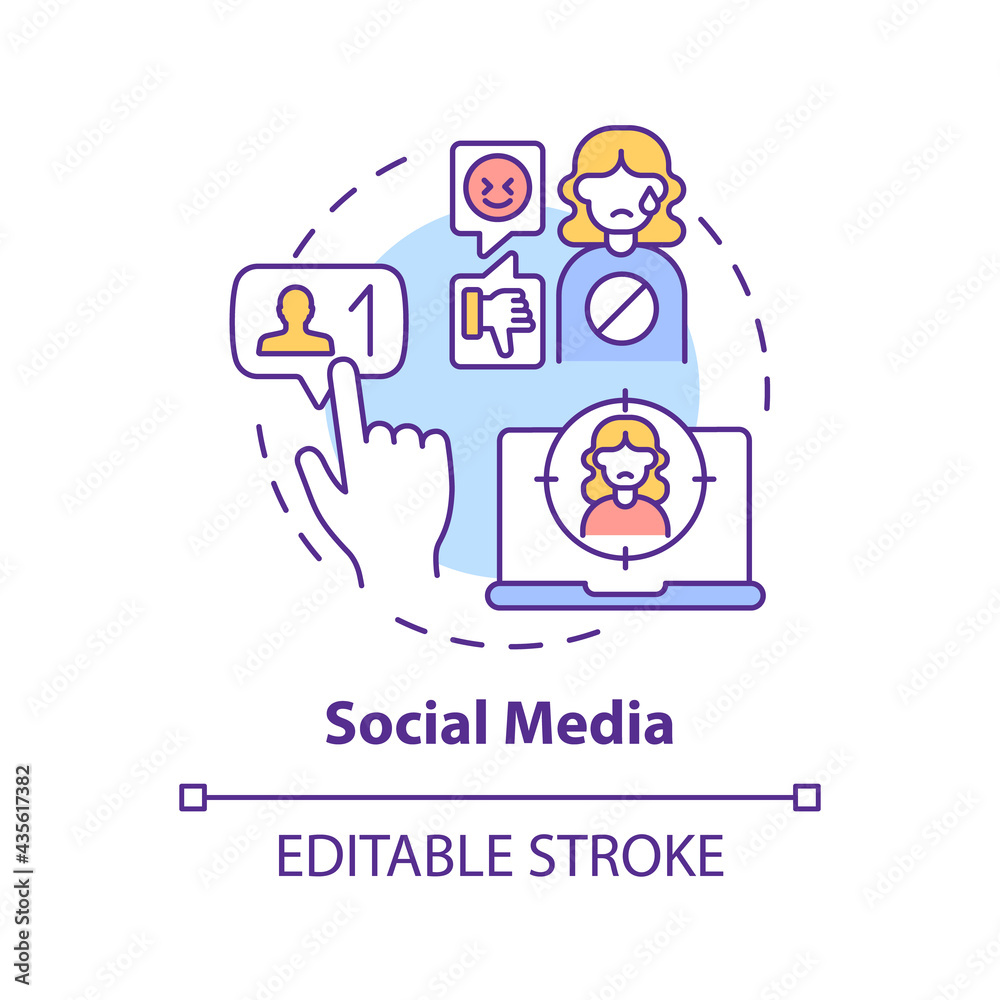 Social media concept icon. Cyberbullying channel idea thin line ... Social media concept icon. Cyberbullying channel idea thin line ...
