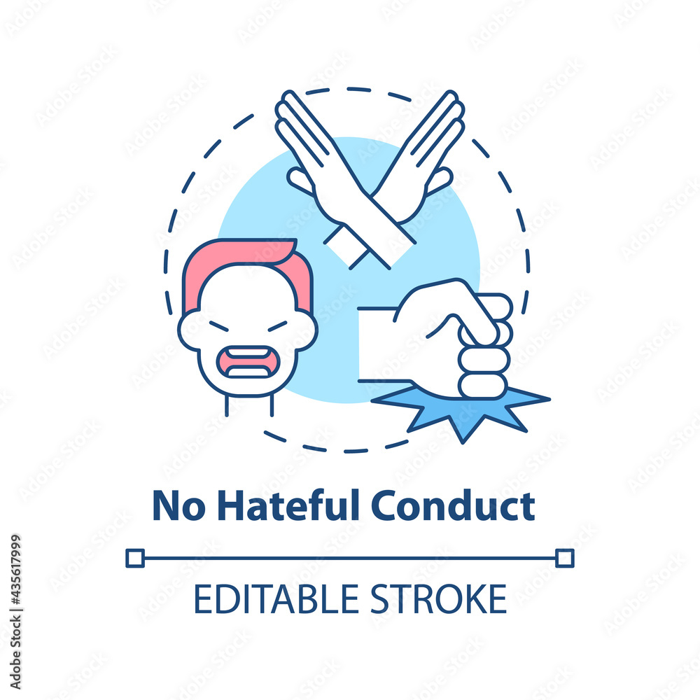 No hateful conduct concept icon. Social media safety idea thin line ...